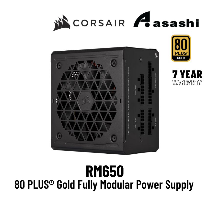 Corsair RM650 Power Supply - 80+ Gold, Fully Modular, 7 Years Warranty ...
