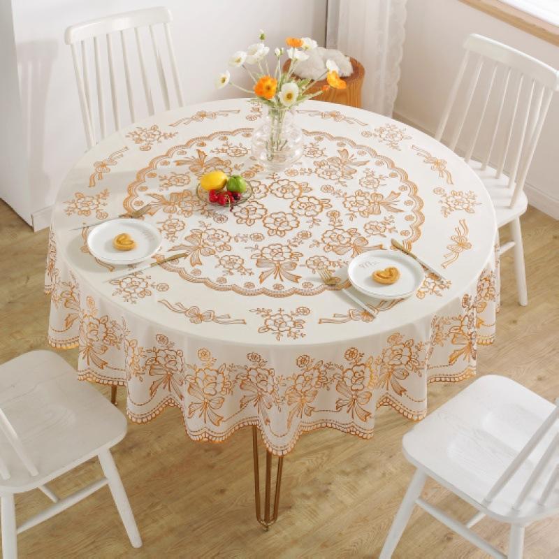 180cm Alas Meja Makan Bulat PVC Round Table Cloth Waterproof Lace Round ...