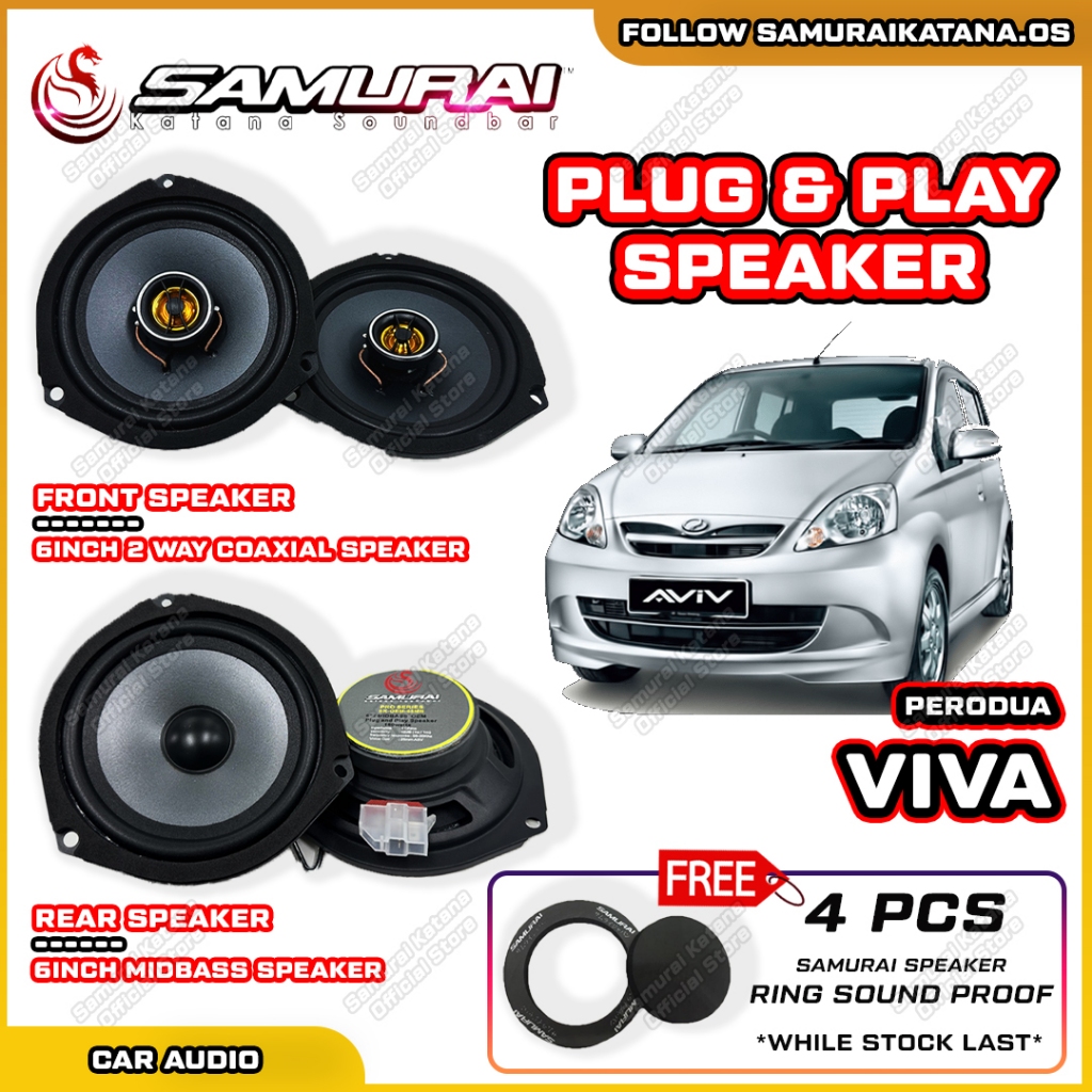 🔊 Perodua Viva Plug & Play Speaker SAMURAI KATANA SOUNDBAR PRO SERIES OEM Car Audio PNP Speaker ...