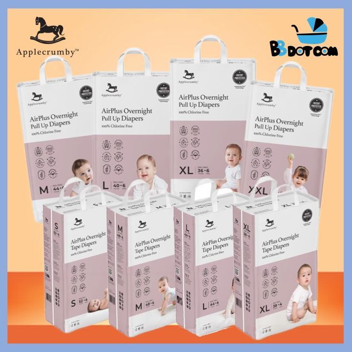 Applecrumby 100% Chlorine Free Premium Overnight Tape Diapes / Pull Up ...
