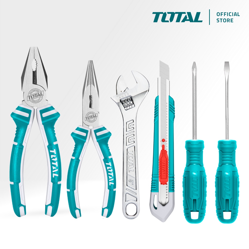 TOTAL Hand Tools Set With Pliers + Screwdriver (SL5.5/PH1) + Adjustable ...