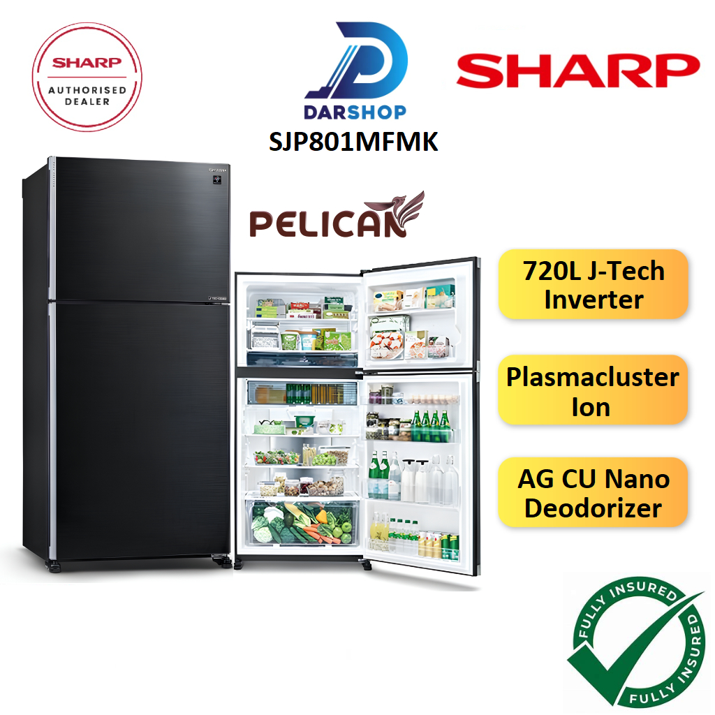 Sharp Pelican Refrigerator 2 Door Inverter 720L Fridge Peti Sejuk Peti ...