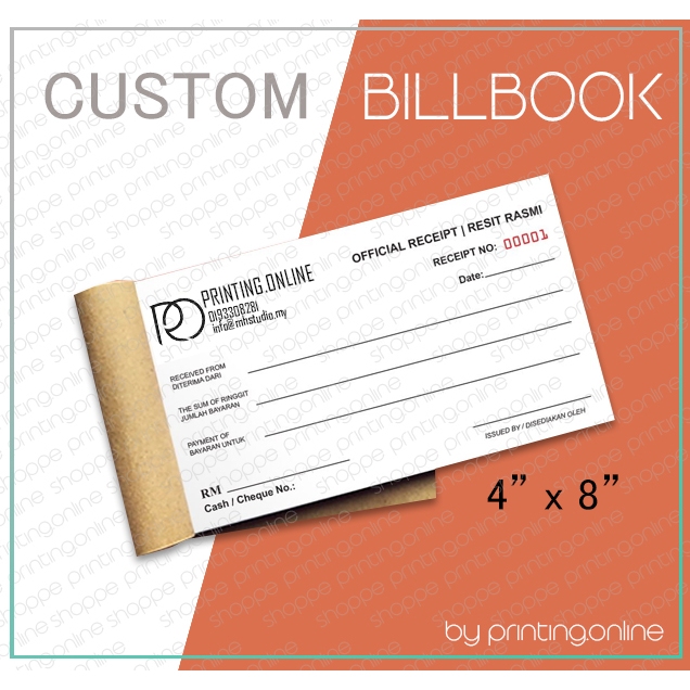 Custom Print Bill Book With Company Logo | Print Buku Resit | Shopee ...