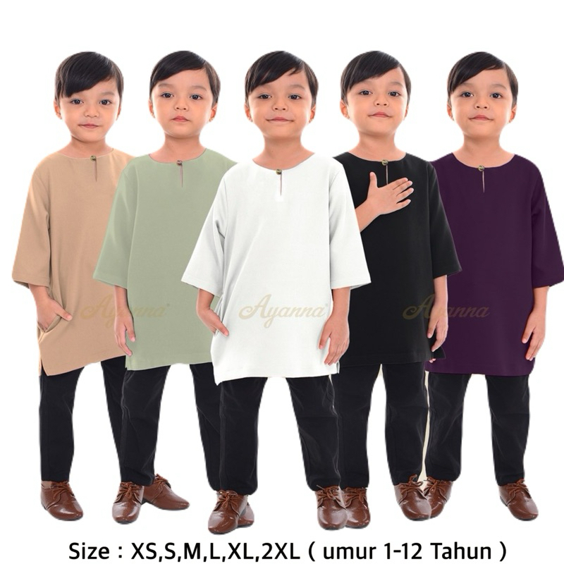 🔥(1-12 THN) KURTA KIDS BUDAK TELUK BELANGA RAYA 2025 ARMAN BLACK HITAM ...