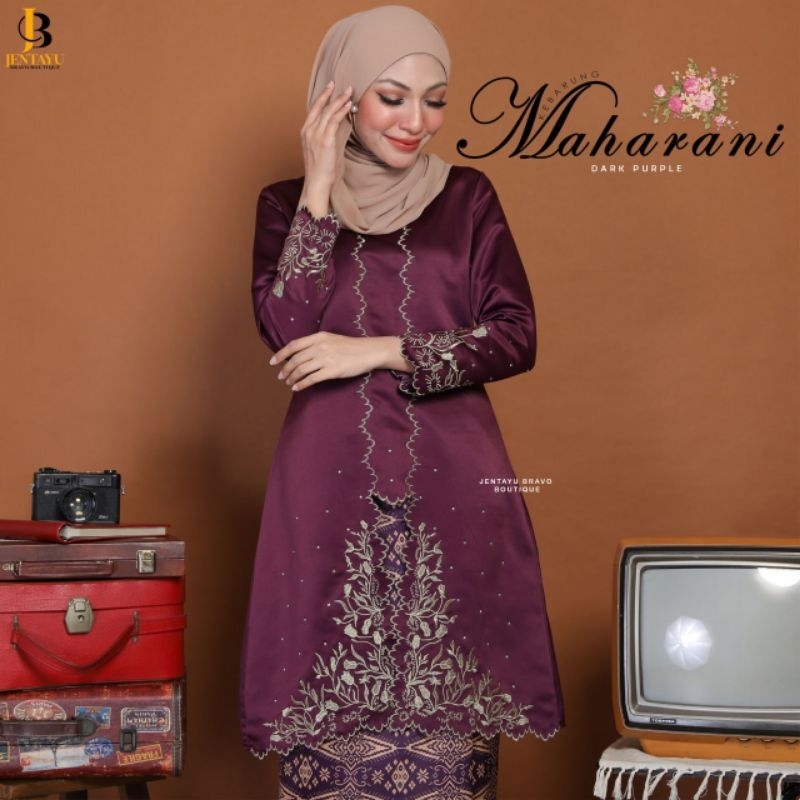 (NO COD) Baju Kebaya satin songket printed Kurung sulam exclusive Baju ...