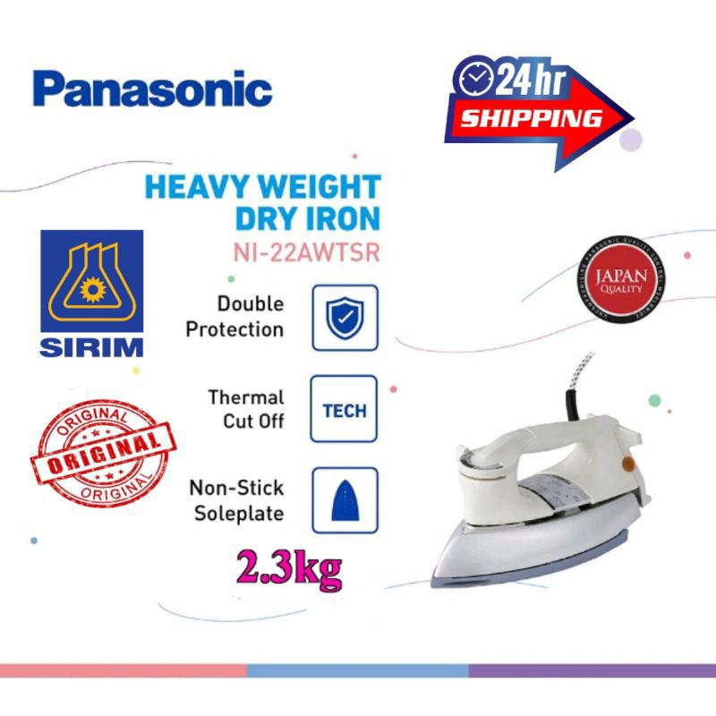 PANASONIC 2.3Kg Heavy Weight Dry Iron Non Stick Model:NI-22AWT | Shopee ...