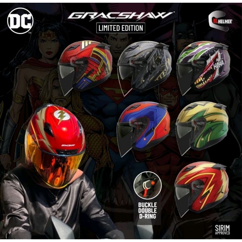 GRACSHAW Limited Edition DC Helmet Batman Joker Superman Aquaman Flash ...