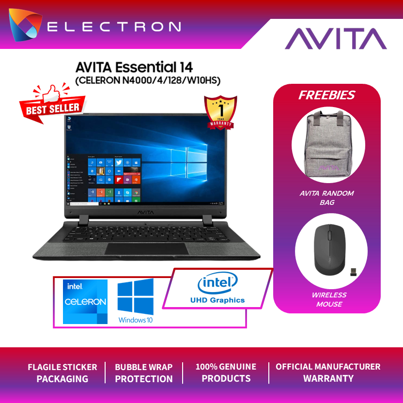 AVITA Essential 14 Laptop 14'' HD ( Celeron N4000, 4GB, 128GB SSD ...