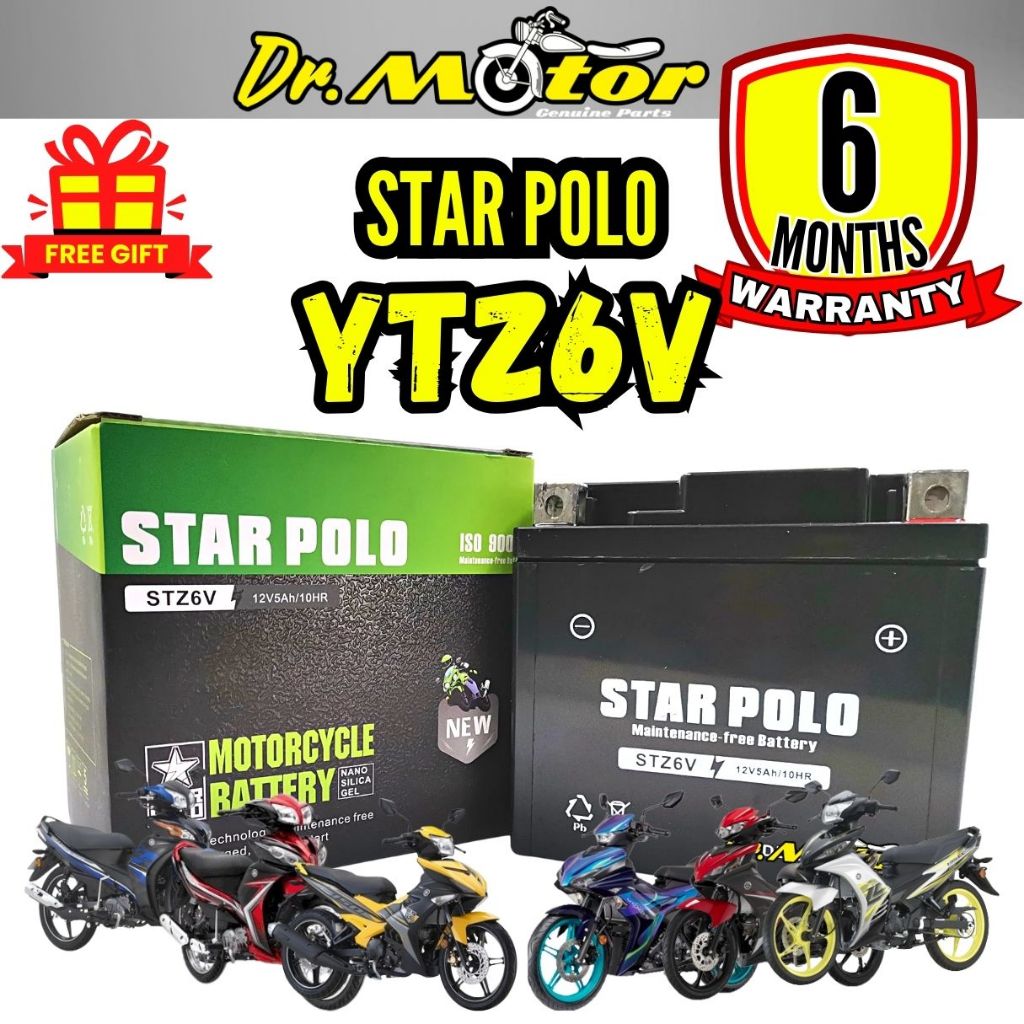 STAR POLO Gel YTZ6 Battery Bateri Motor Batteri AIR BLADE RS150 V1-V2 ...
