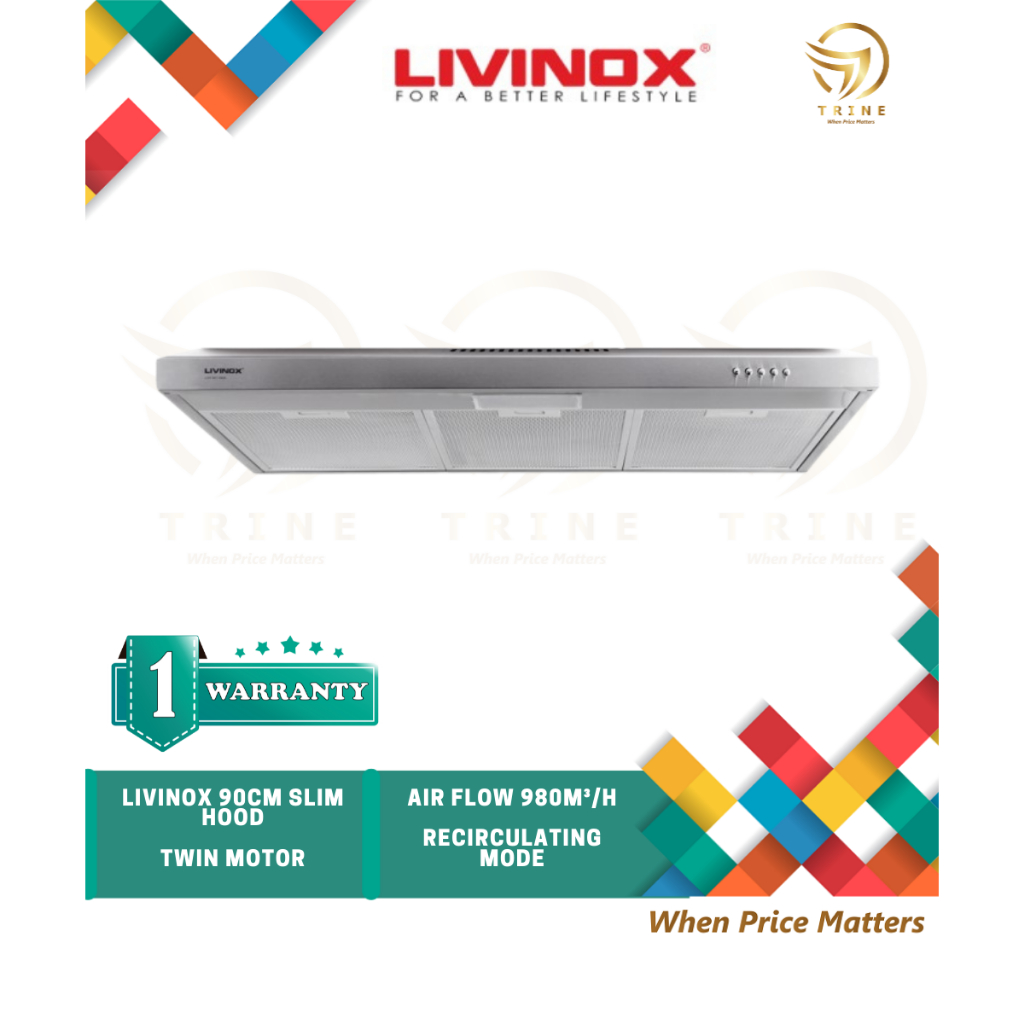 LIVINOX STAINLESS STEEL SLIM COOKER HOOD LCH-601A-90SS replace LCH-601 ...