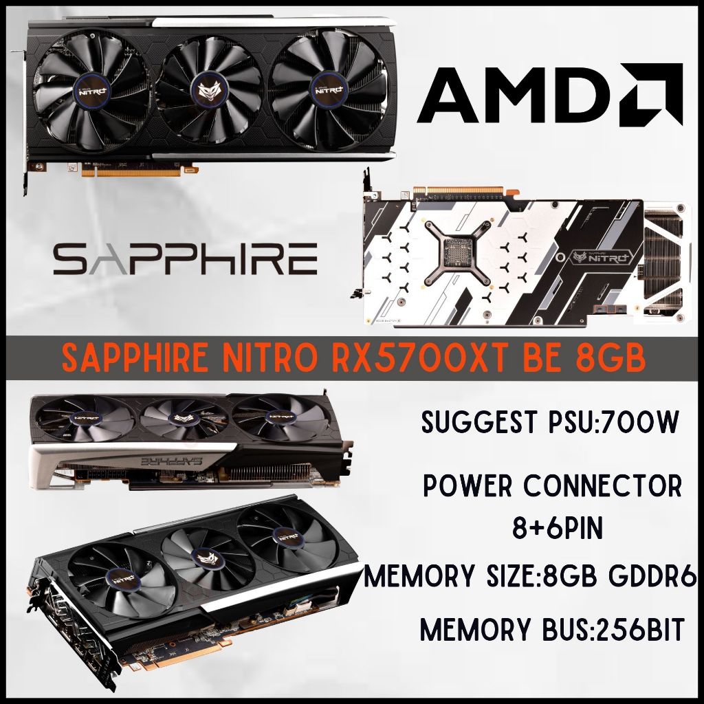 USED BUDGET AMD GRAPHIC CARD --SAPPHIRE NITRO RX5700XT BE 8GB GDDR6 FOR ...