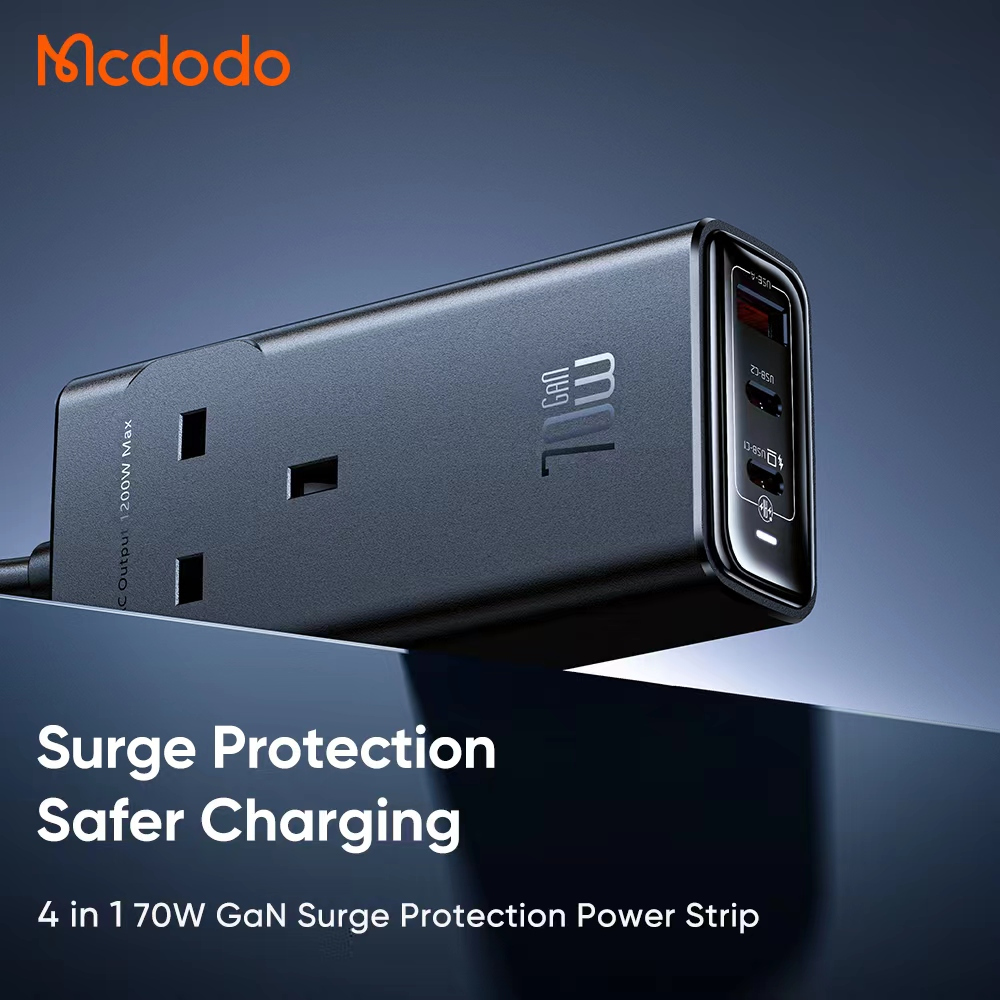MCDODO CH-466 4 in 1 70W GaN Surge Protection Power Strip / 2 PD + 1 QC ...