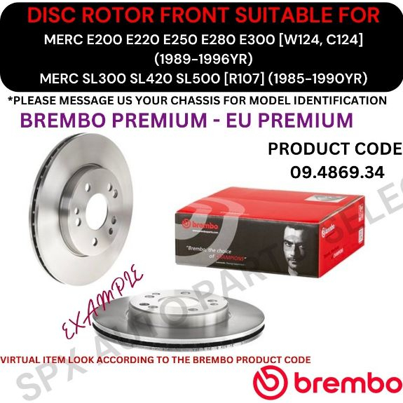 BREMBO GENUINE DISC ROTOR (FRONT) FOR MERC E200 E220 E250 E300 [W124 ...