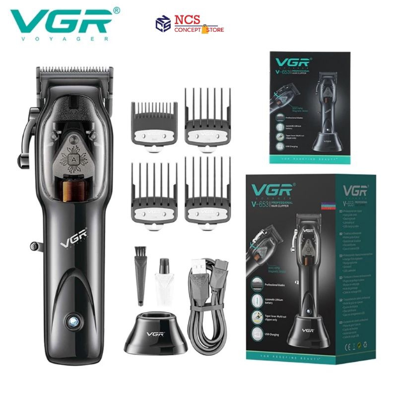 VGR V-653 Professional Hair Clipper RPM 9000 Magnetic Motor Cordless ...