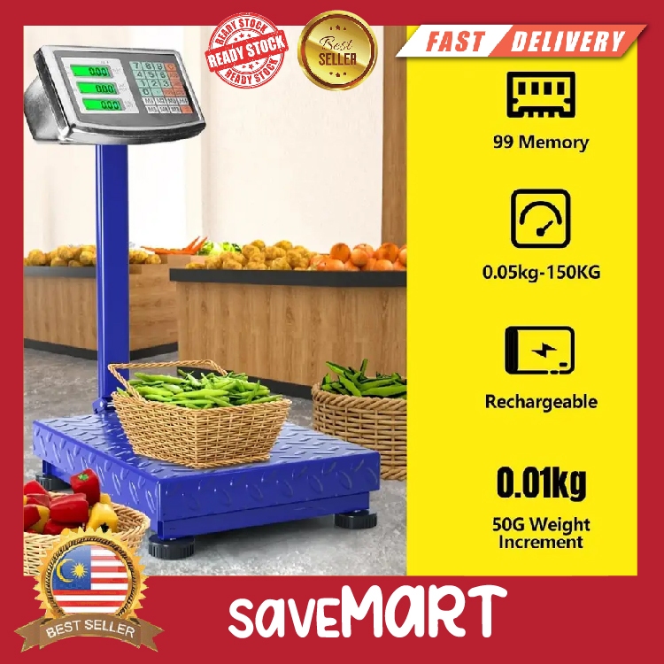 150KG Rechargeable Market Platform Digital Scale Electronic Weight ...