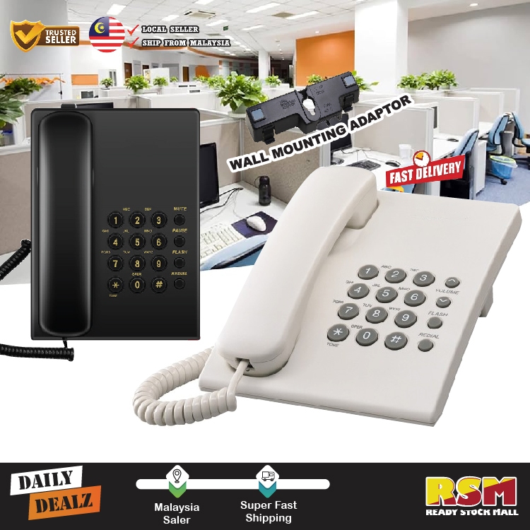 Wired Corded Wall Hanging Landline Telephone Loud Volume Redial Mute Flash Mute Button / Telefon ...