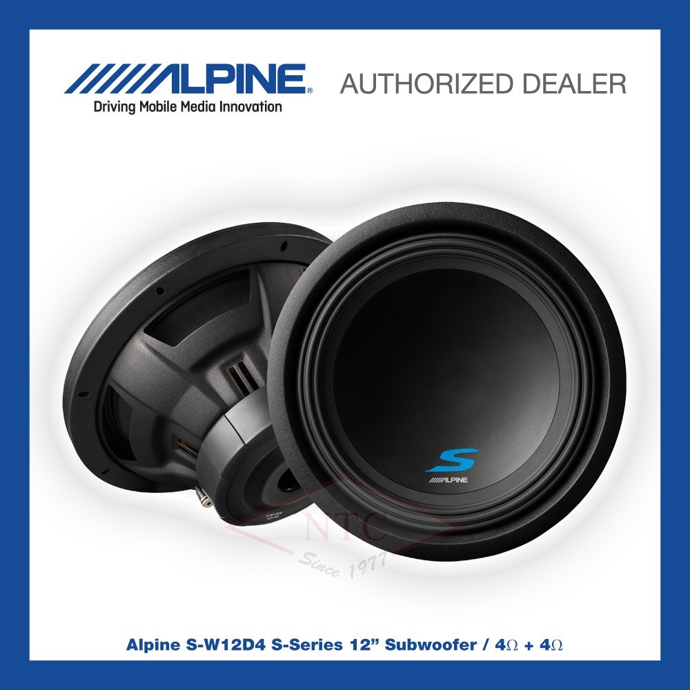 ALPINE S-W12D4 S-Series 12 Inch DVC Subwoofer with dual 4-ohm voice ...