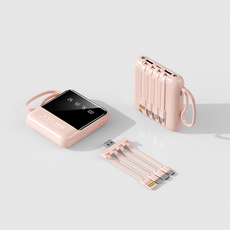 20000mAH Fast Charing Powerbank With 4 Cables Cute Mini Powerbank With ...