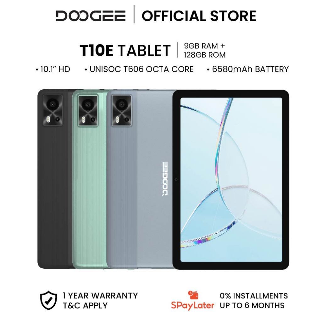 DOOGEE T10E Tablet (9GB RAM + 128GB ROM) / 10.1" HD Display / 6580mAh ...