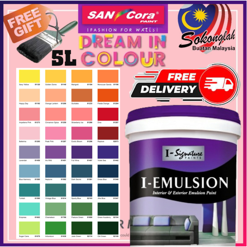SANCORA I EMULSION 5 LITER Interior Wall Matt Paint / Cat Dinding Dalam Tidak Kilat ( PAGE B ...