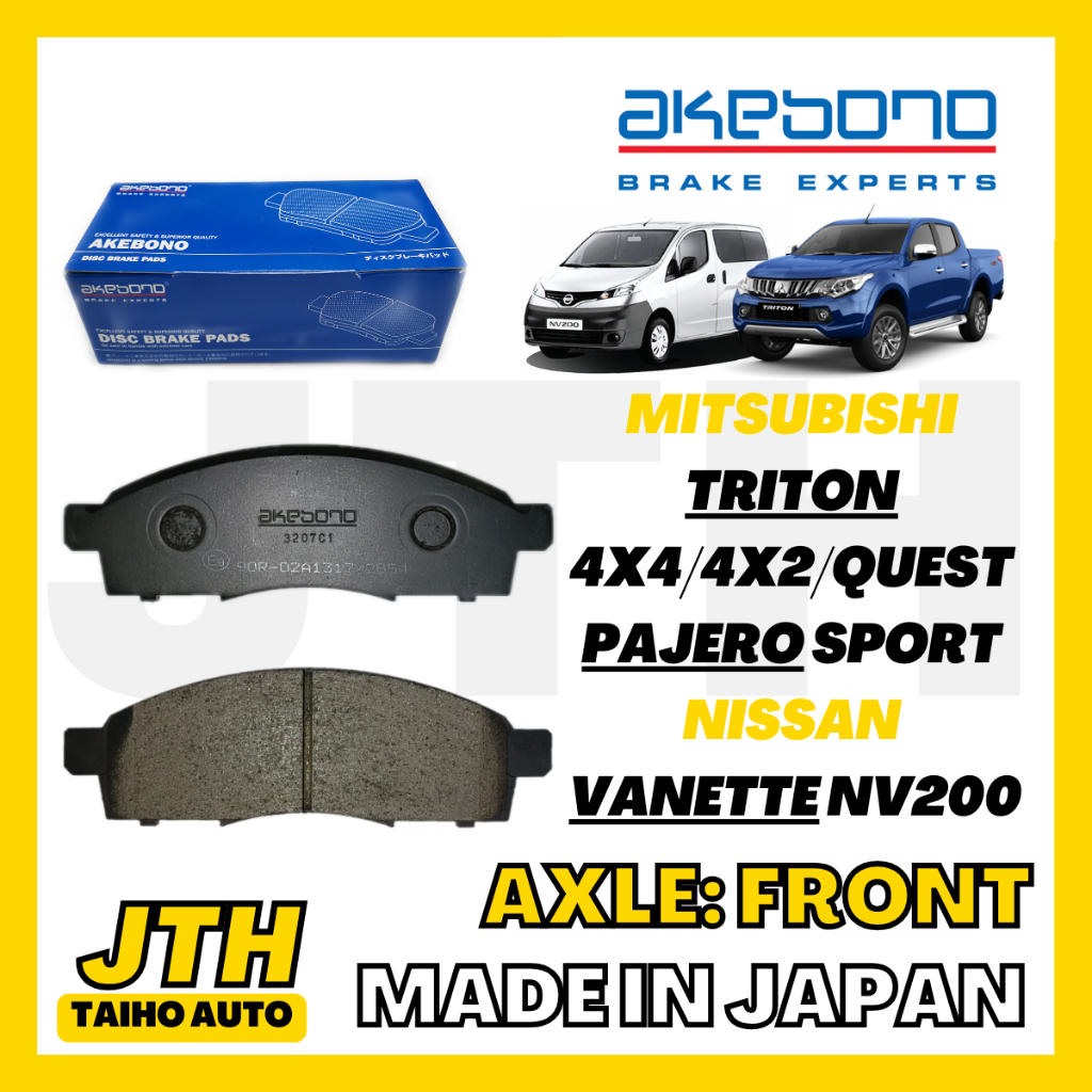 TAIHOAUTO AKEBONO Front Brake Pad Mitsubishi Triton / Pajero Sport / Nissan Vanette NV200 Disc ...