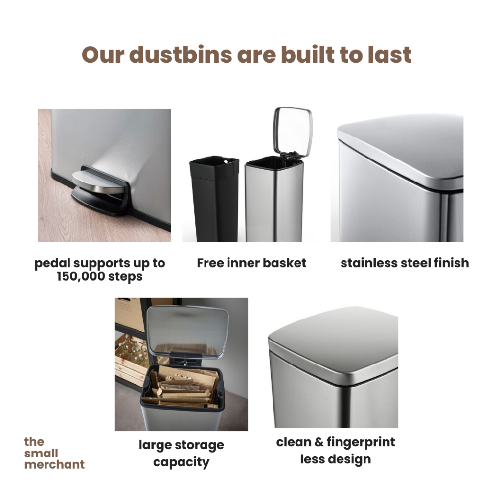 TSM Toilet Dustbin with Cover 6L/10L | Soft Closing Lid | Stainless ...