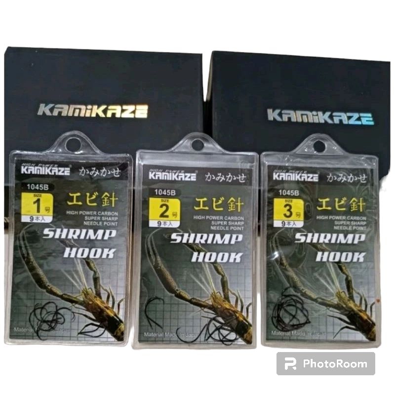 Kamikaze Shrimp Hook 1045B Shrimp Fishing Rod Eye Mata kail udang galah ...