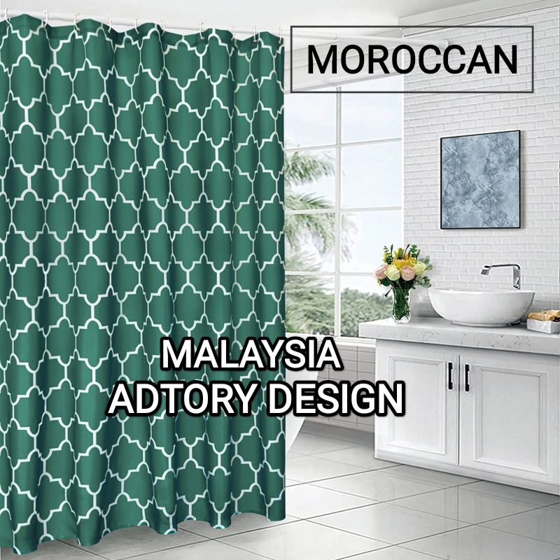 ADTORY Morocan Shower Curtain Poly green blue waterproof fabric ...