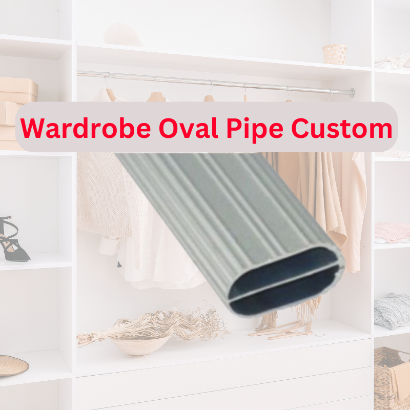 Wardrobe Clothes Oval Pipe Aluminium With Support Rod Custom Cut Pipe ...