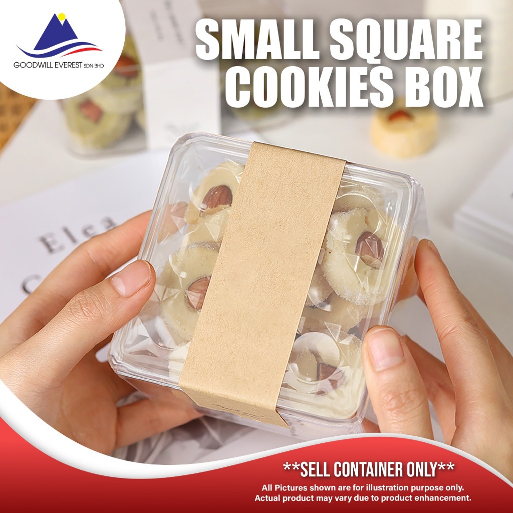 Square Plastic Transparent Container (2390) , Cookies Container, Bekas ...