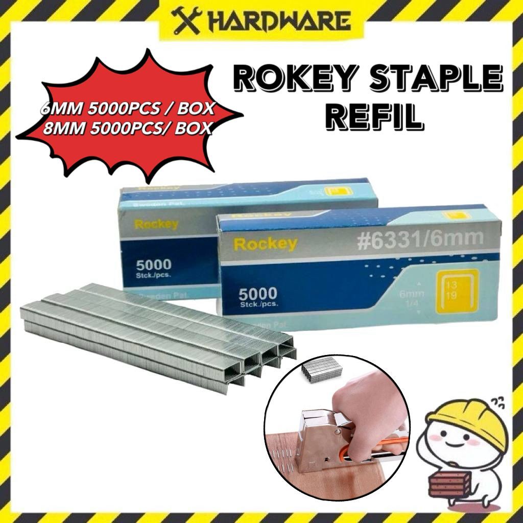 6MM / 8MM 5000 PCS /BOX /STAPLE GUN REFILL NAIL / HAND STAPLER/ROCKEY ...