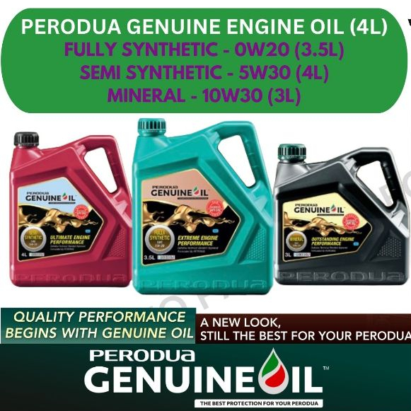 PERODUA GENUINE ENGINE OIL FULLY SYNTHETIC (0W20) / SEMI SYNTHETIC ...