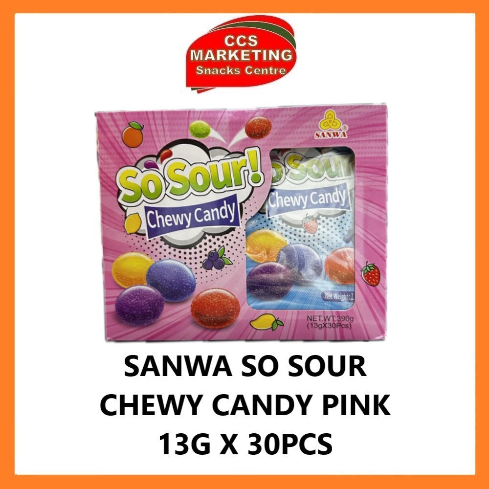 CCS Sanwa So Sour Chewy Candy Pink / Blue ( 13g x 30pcs ) | Shopee Malaysia