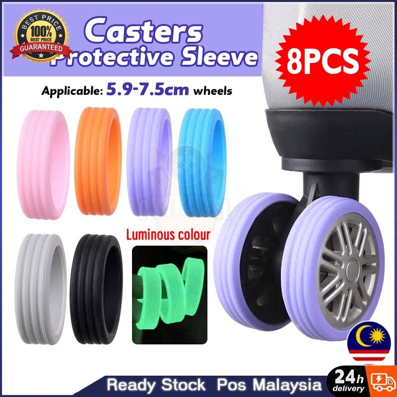 8PCS/Set Suitcase Wheels Protection Cover Soft Silicone Trolley Case ...