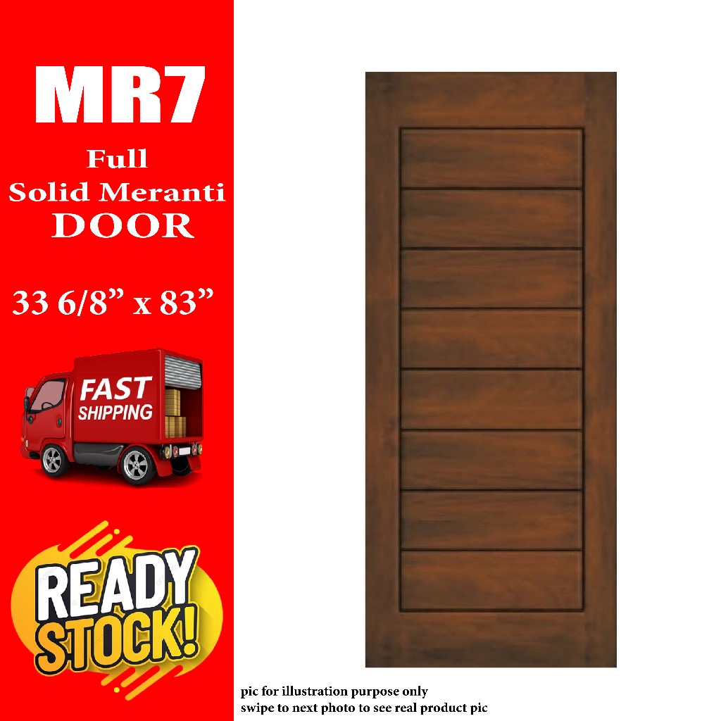 [Free Delivery] Solid Wooden Door Meranti Door Standard Size 33 3/4 x ...
