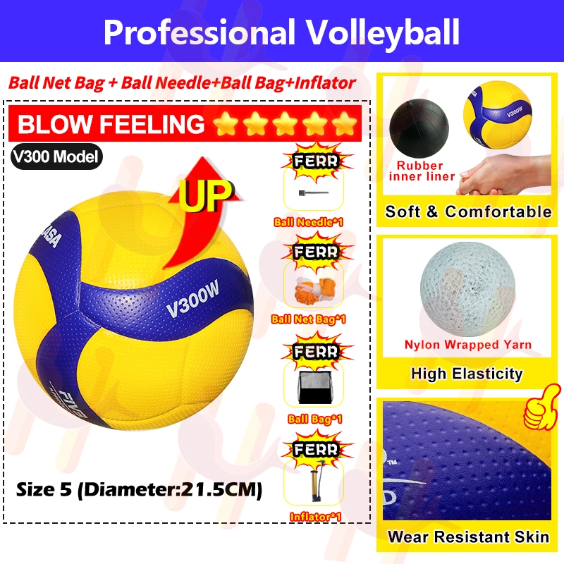 Mikasa VolleyBall Bola Tampar MVA200 MVA330 MVA300 Soft PU Volleyball Beach Match Training Good ...