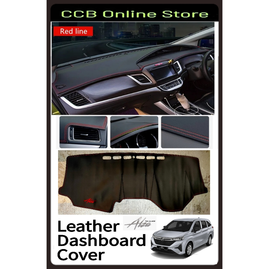 Perodua ALZA 2022-2025 Car Leather Dash Mat Dashboard Cover - Red Line ...