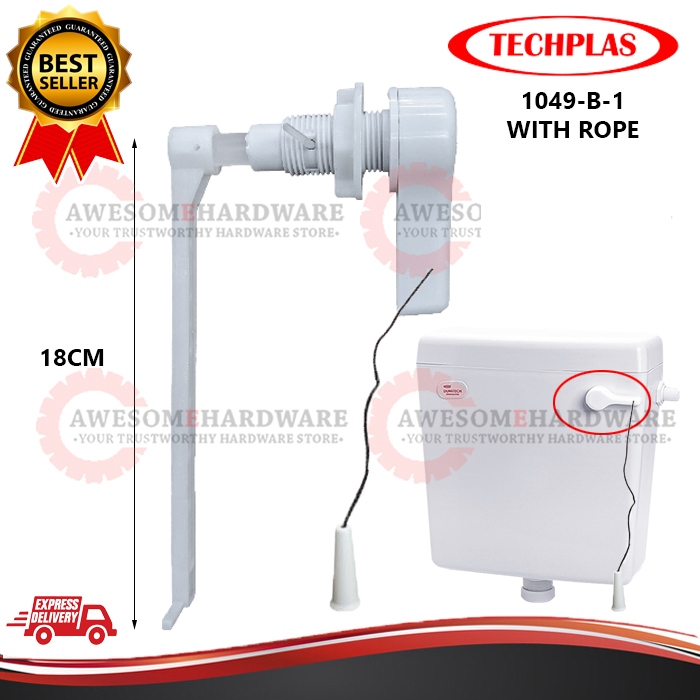 (FRONT HANDLE ROPE) TECHPLAS 1049B-1 PVC TOILET CISTERN FLUSH PULL WITH ...
