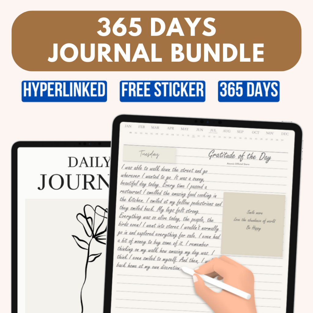 🔥INSTANT🔥 365 Days Daily Journal Bundle PDF - 365 Pages hyperlinked ...