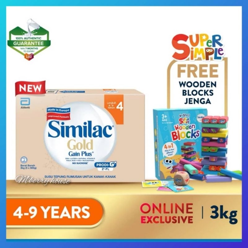 Similac Gold Gain Plus Step 4 (3kg) with free gift (exp:2026) | Shopee Malaysia