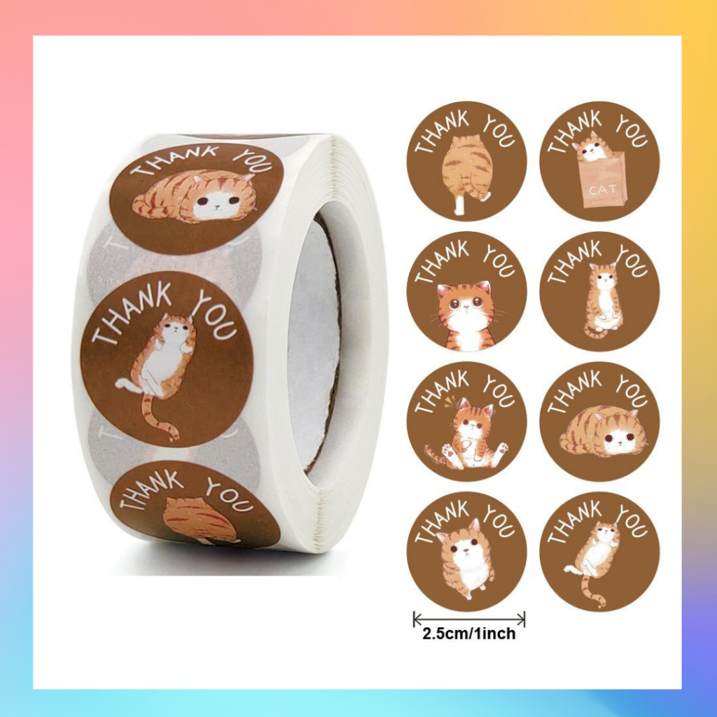 500pcs/roll Thank You Sticker/Stiker Terima Kasih/Seal Label/Sticker ...