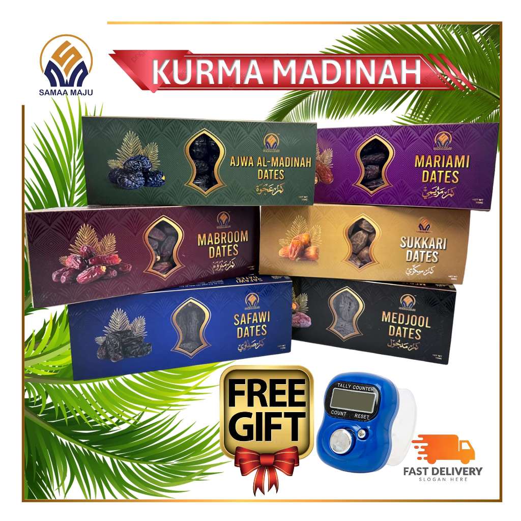 Kurma Hadiah Box Ajwa , Mariami , safawi , mabroom , sukkari , medjool ...
