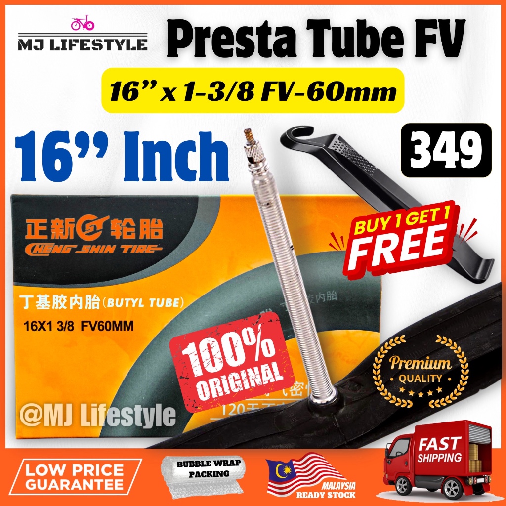 [ORIGINAL] CST 349 Tube 16 x 1-3/8 Presta Tube Valve FV 60mm Bicycle ...