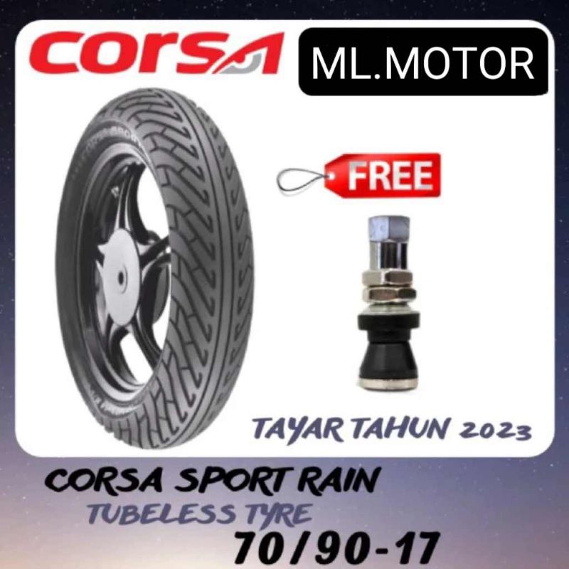 🔥OFFER 🔥TAYAR TIRES CORSA SPORT RAIN 2023 70/90/17 80/90/17 CORSA TAYAR SPORTRAIN 100% ORIGINAL ...
