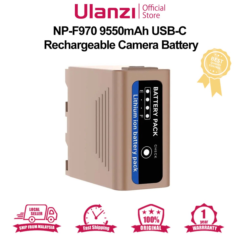 Ulanzi NP-F970 9550mAh 7.2V Type C Fast Rechargable Battery Support ...