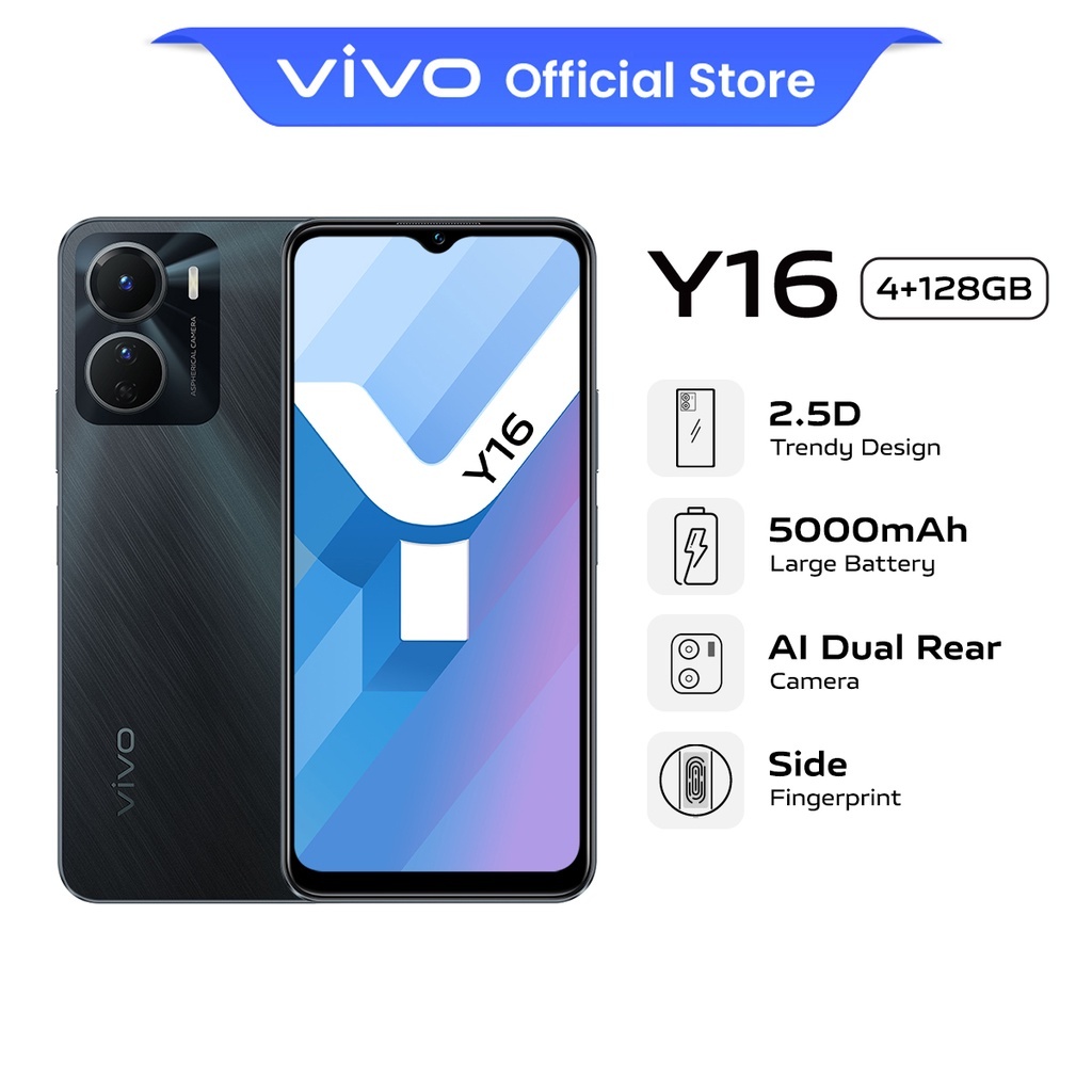 vivo Y16 4+4GB EXTENDED RAM, 128GB ROM, 2.5D Trendy Design, 5000mAh ...