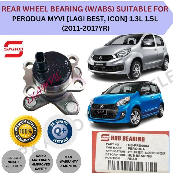 SAIKO (100% AUTHENTIC) WHEEL HUB BEARING REAR (MAGNETIC) FOR PERODUA ...
