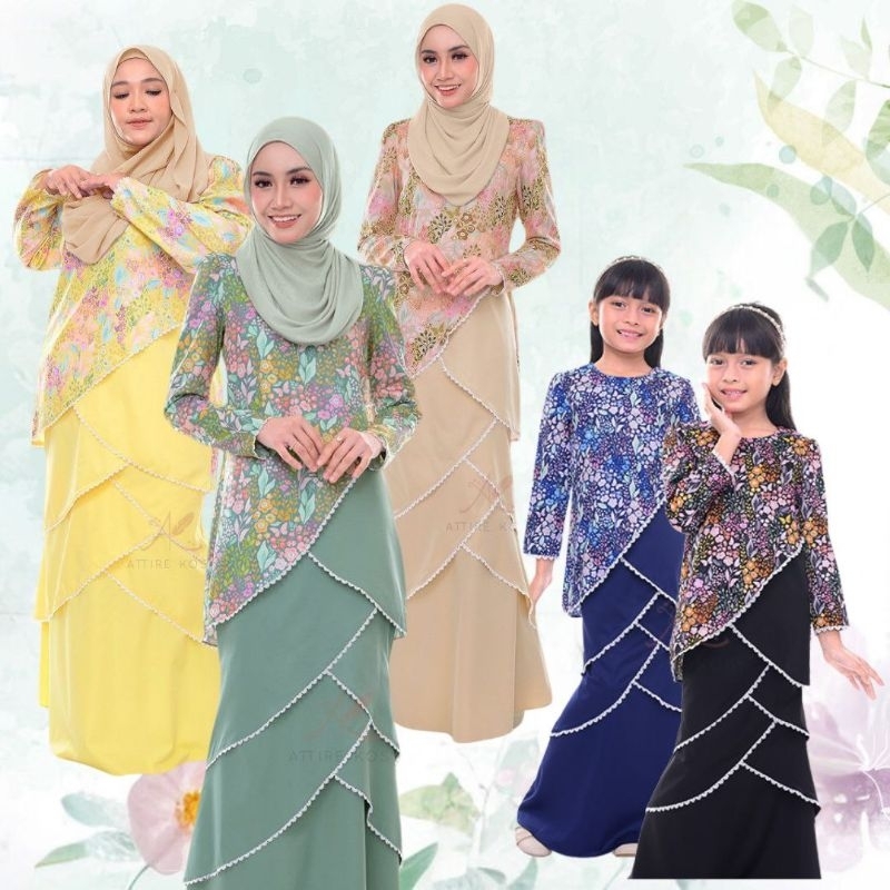 BAJU RAYA 2024 KURUNG MODEN SEDONDON IBU ANAK FLORAL MUSLIMAH PLUSSIZE ...