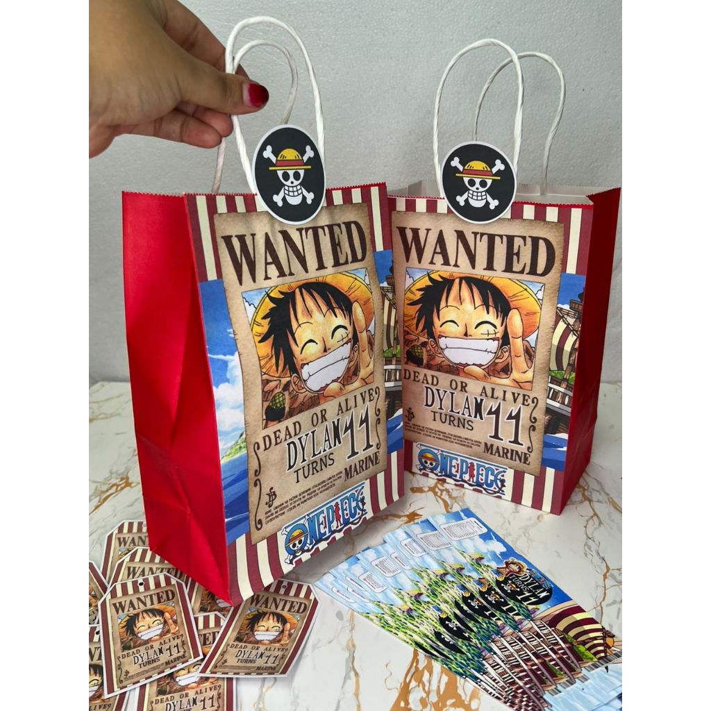 One Piece Monkey D Luffy Theme Paperbag Chipbag Birthday Stickers ...