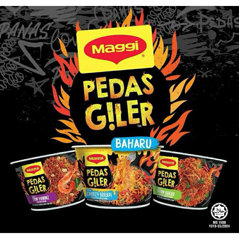 WM Free Shipping Maggi Pedas Giler Cheezy Berapi/Tom Yummz/Ayam Bakar(92g) | Shopee Malaysia